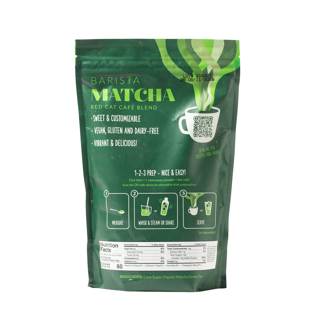 Barista Matcha - Red Cat Café Blend – Two Leaves and a Bud
