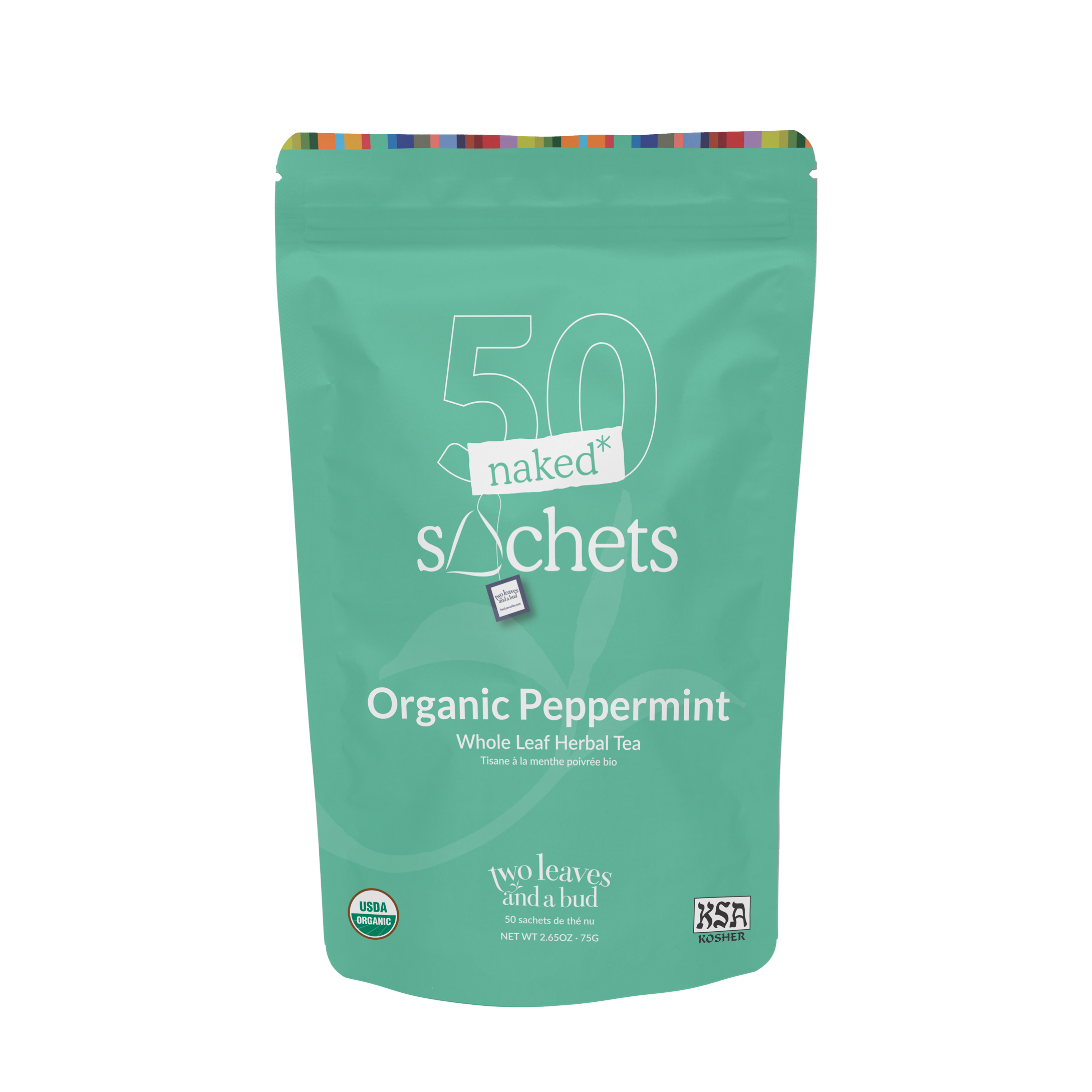 Organic Peppermint - 50 Naked Tea Sachets – Two Leaves and a Bud